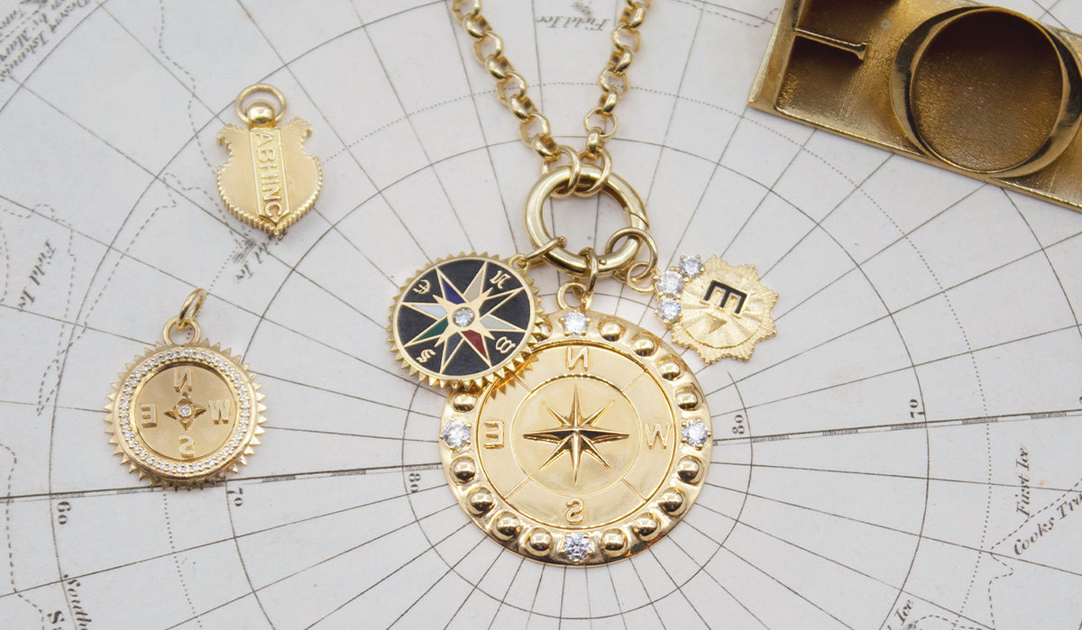 18K Gold Internal Compass Pendants & Symbolic Jewelry | FoundRae