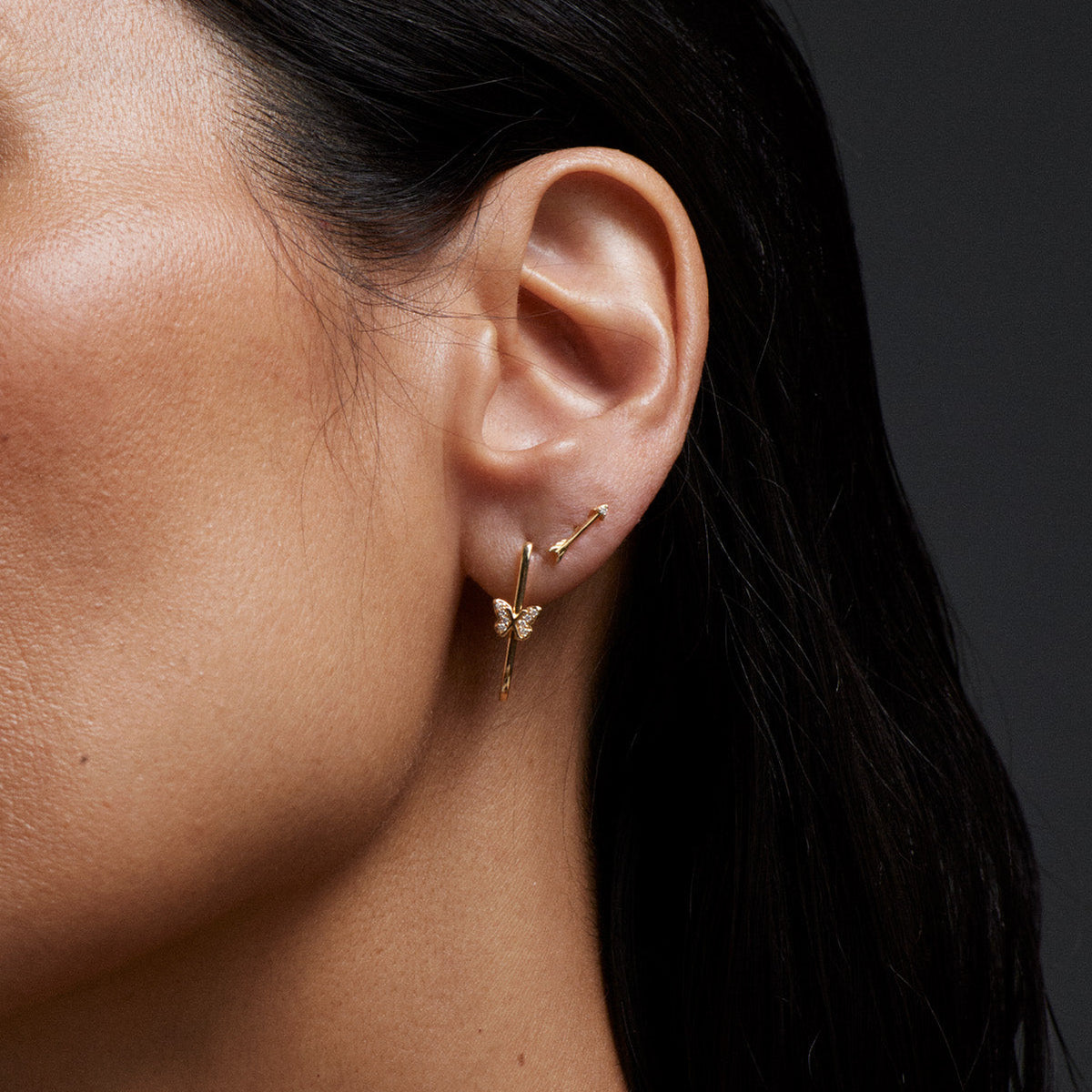 18K Yellow Gold Butterfly : Pave Fob Earring – FoundRae