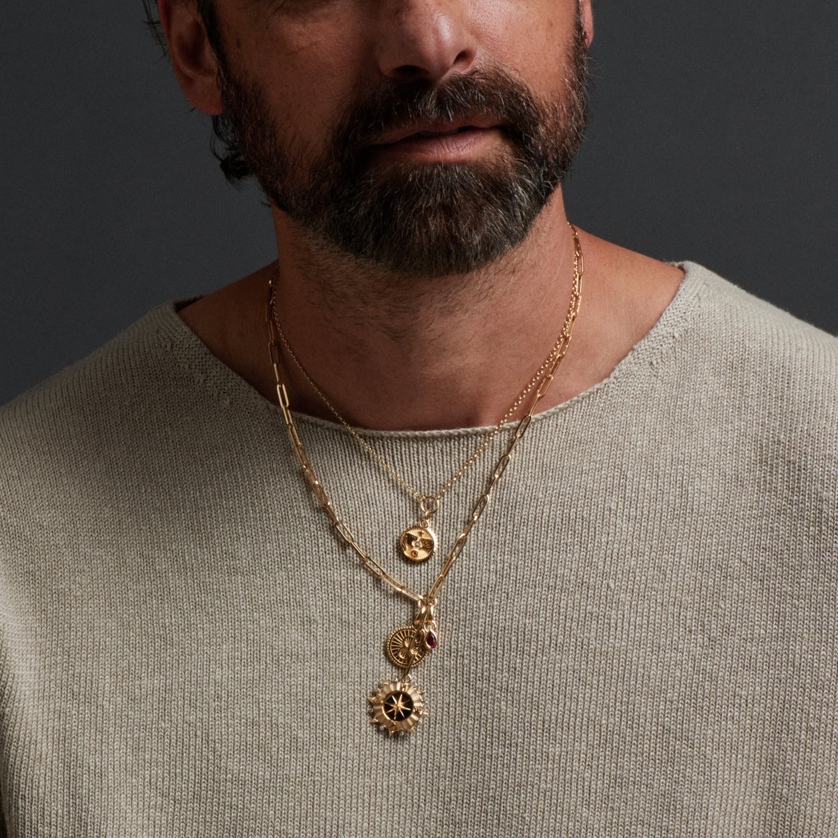 18K Yellow Gold Solar + Lunar - Strength : Baby Medallion with Annex ...