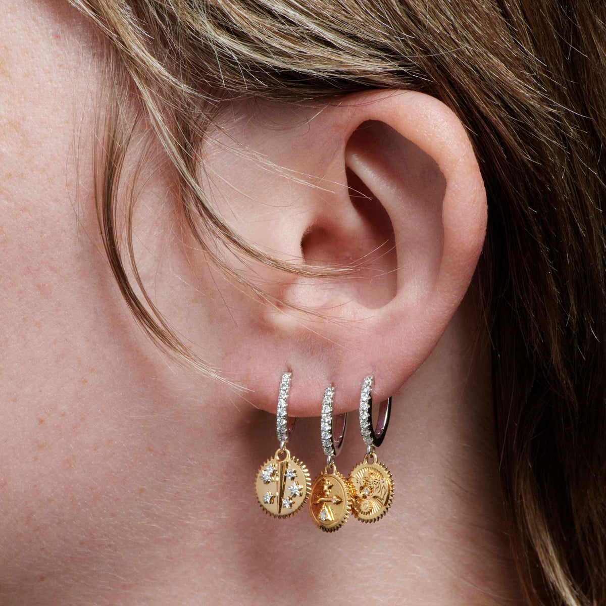 Resilience Miniature Medallion Earring : in Yellow Gold in 18K Yellow ...