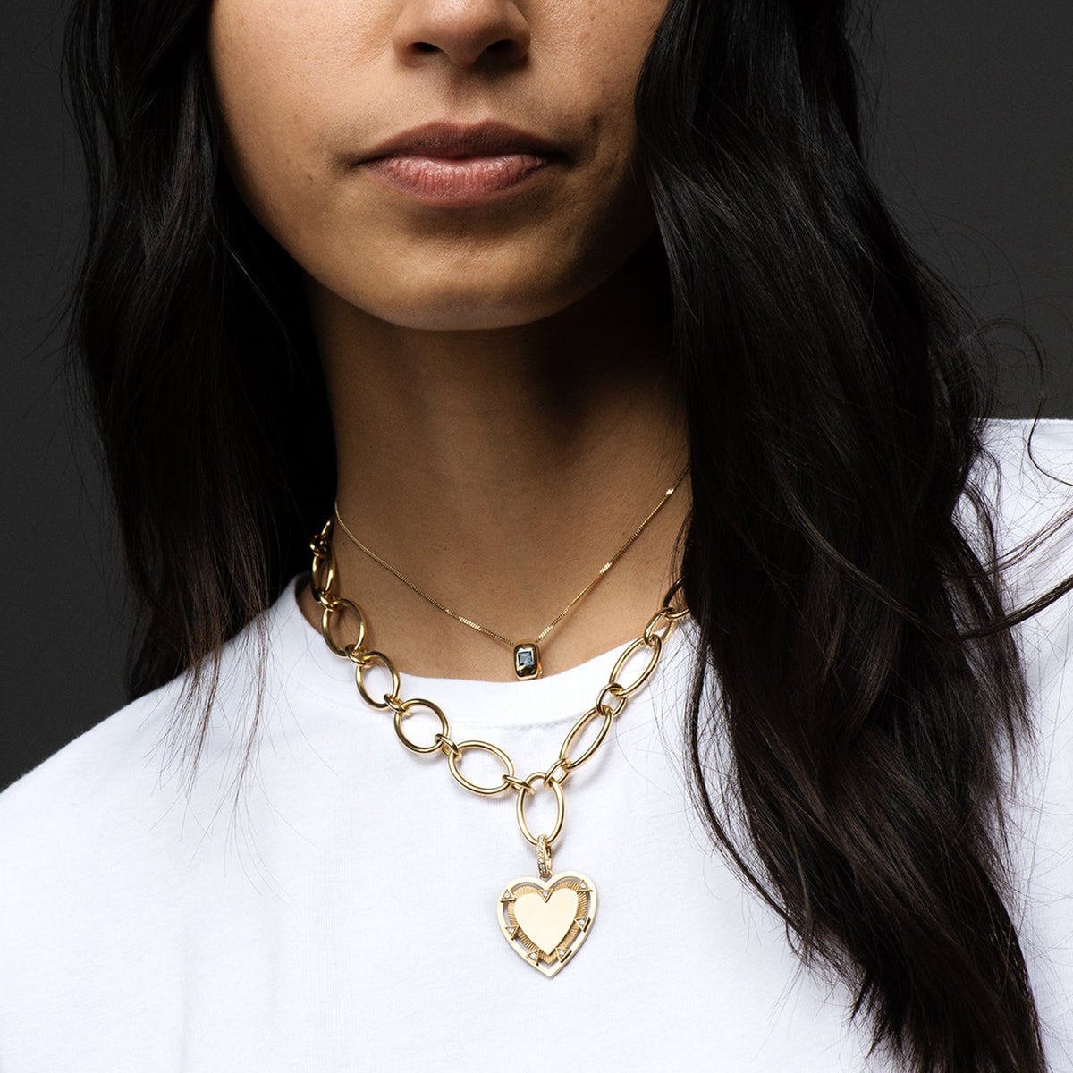 18K Yellow Gold Heart Token - Love : Oval Link Chain Necklace | FoundRae