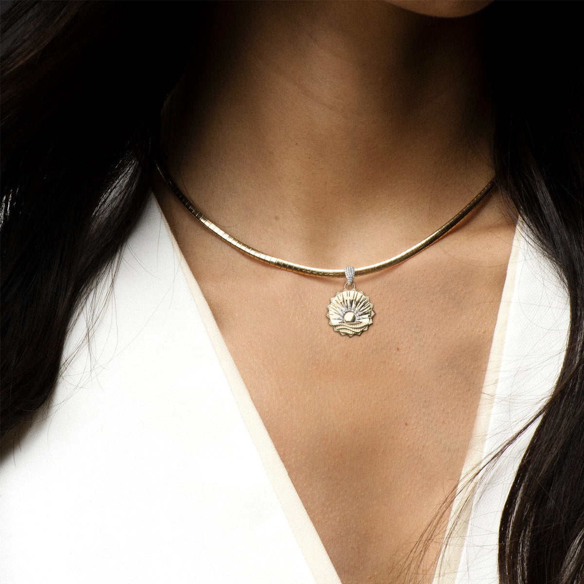 18K White Gold Pave Diamond Small Bail Link White Gold | FoundRae