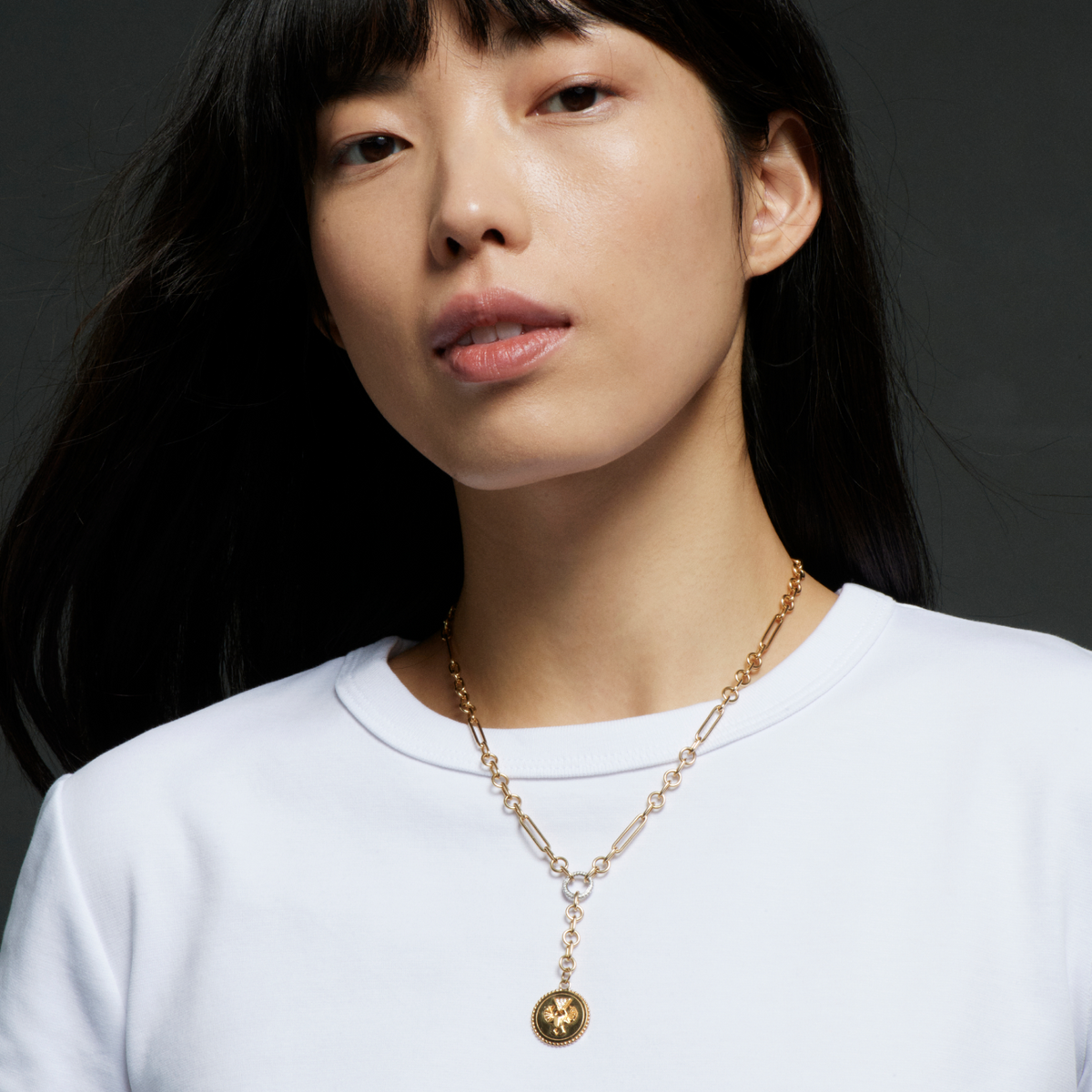 Protection Small Mixed Clip Extension Necklace : in Yellow Gold with D ...