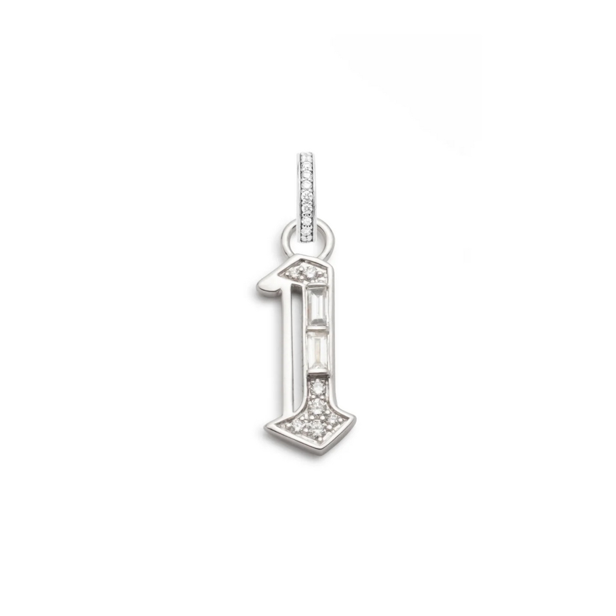 Initials & Numbers : Diamond Number with Annex Link in 18K White Gold ...