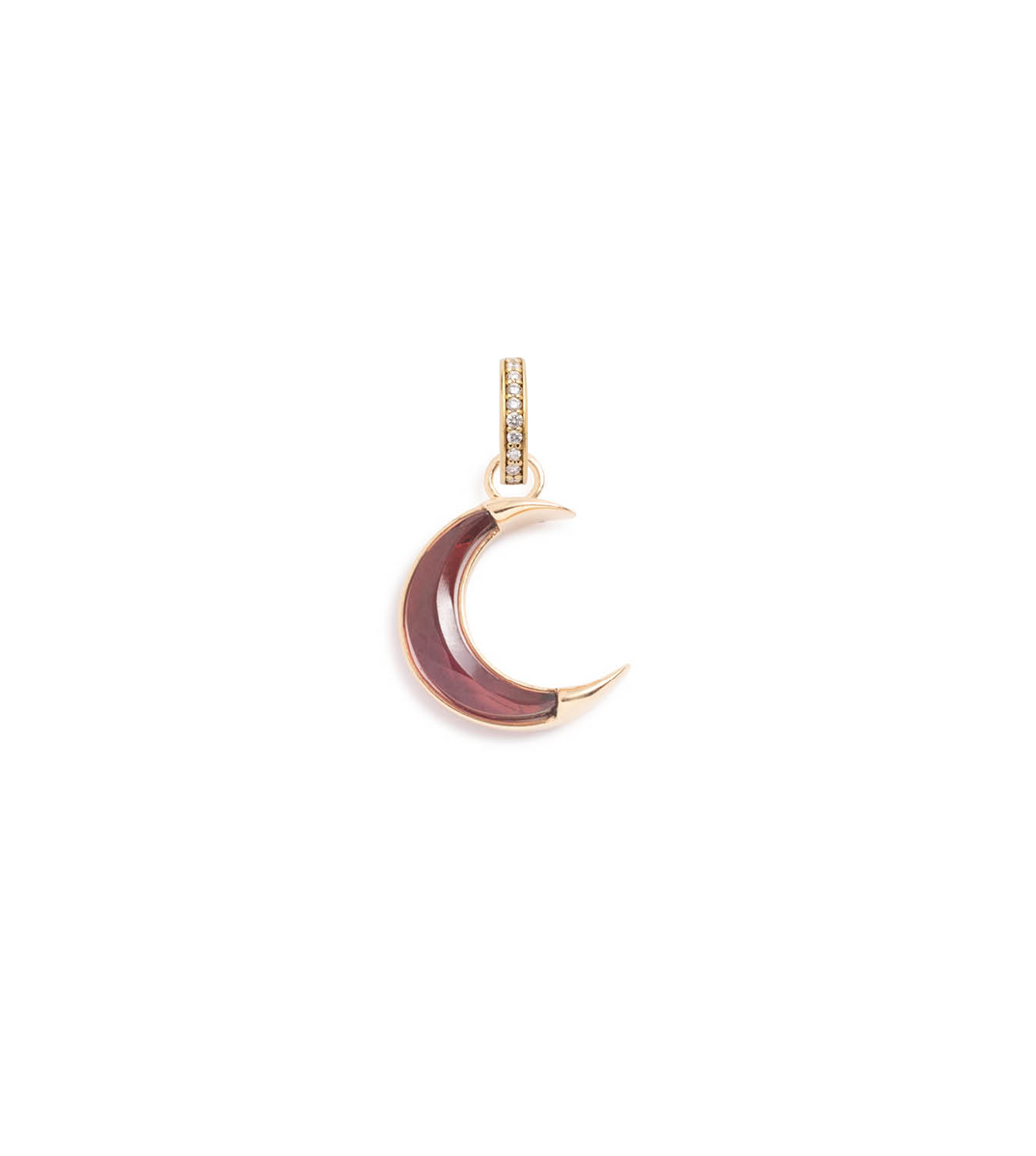 18K Yellow Gold Gemstone Crescent - Karma : 15mm Medallion Garnet with ...