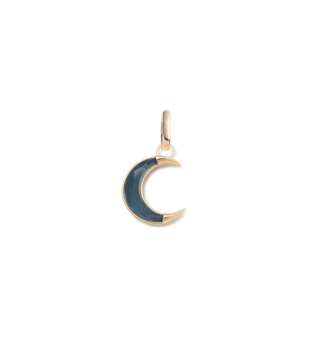 18K Yellow Gold Gemstone Crescent - Karma : 15mm Medallion London Blue ...