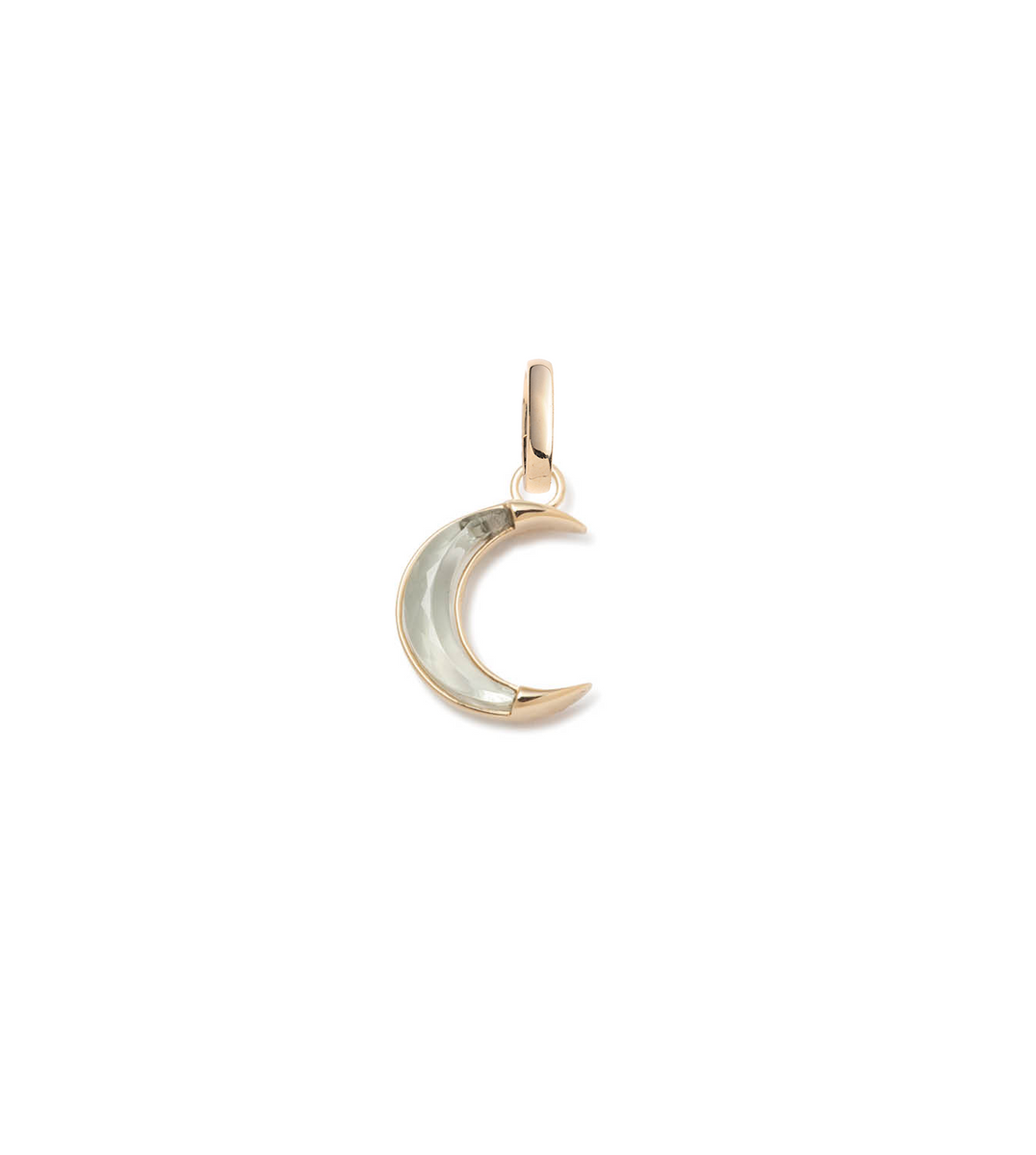 18K Yellow Gold Gemstone Crescent - Karma : 15mm Medallion Prasiolite ...