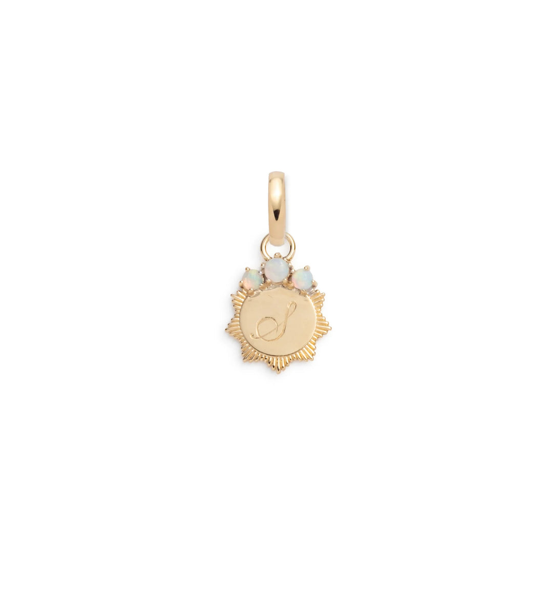 18K Yellow Gold Opal Engravable : Miniature Medallion with Annex Link ...