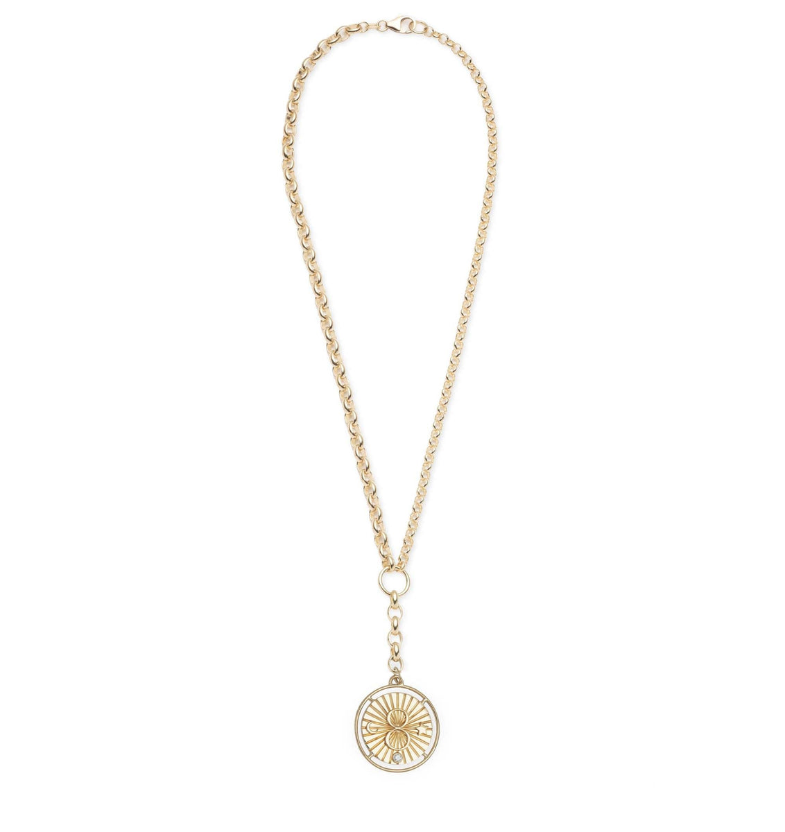 18K Yellow Gold Karma Mixed Chain Necklace & Medallion with Diamond ...