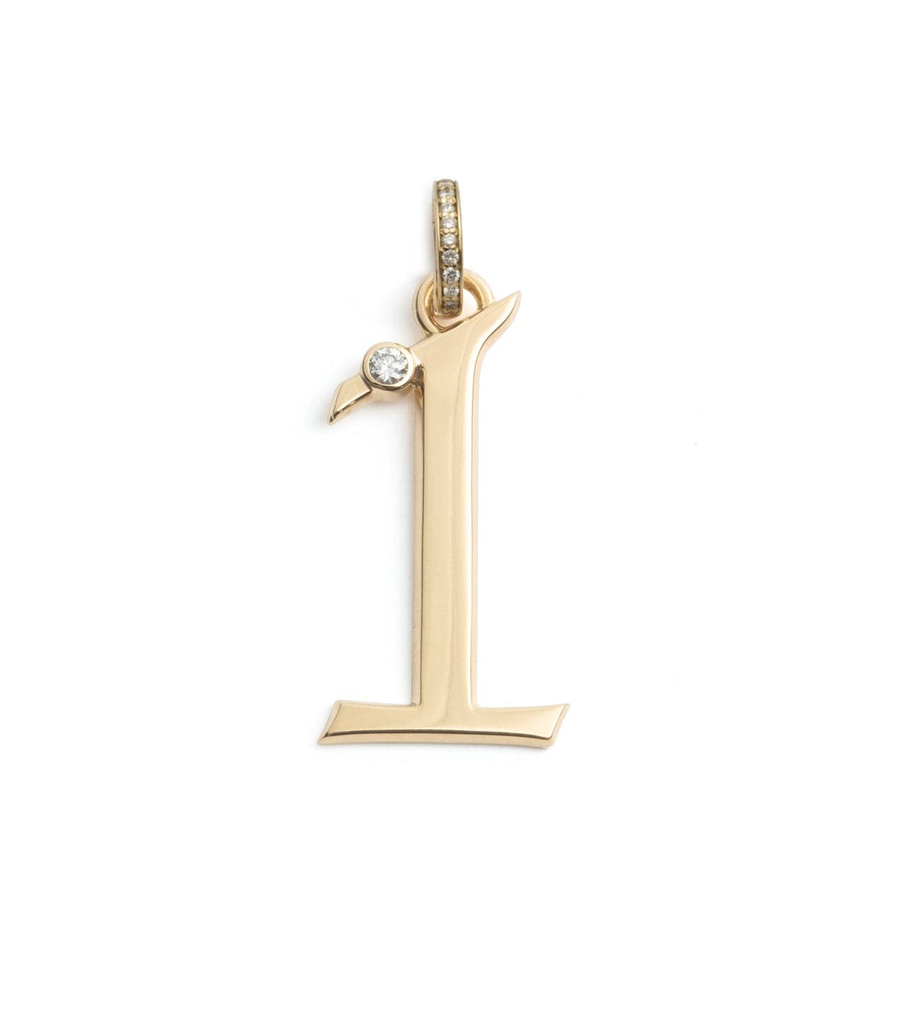 18K Yellow Gold Number 1 Engraved Oversized Medallion with Diamond ...