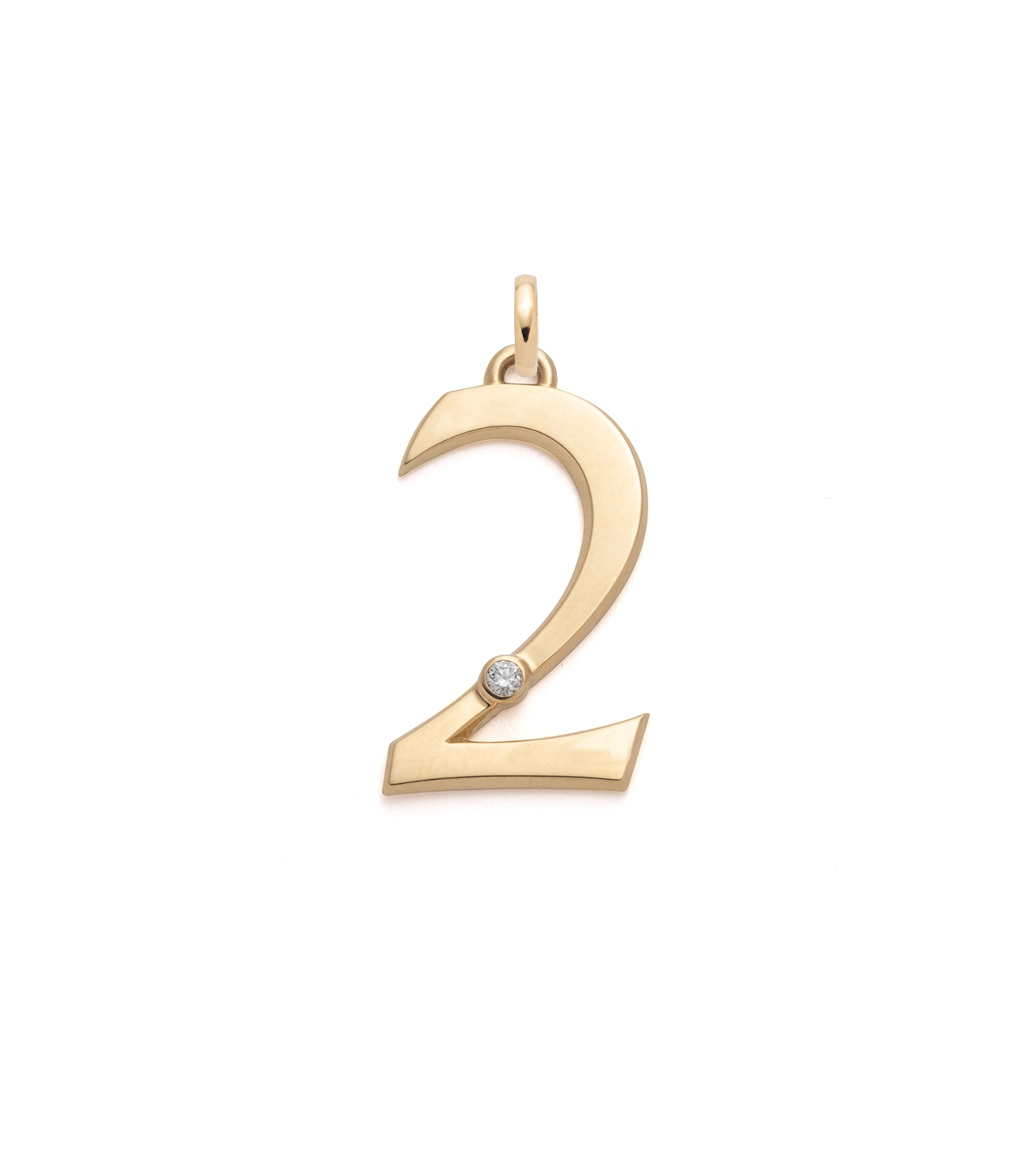 18K Yellow Gold Number 2 Engraved Oversized Medallion with Diamond ...
